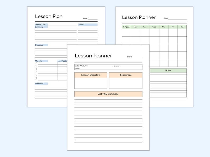 Printable Lesson Plan Template, Lesson Planner Bundle, Homeschool ...
