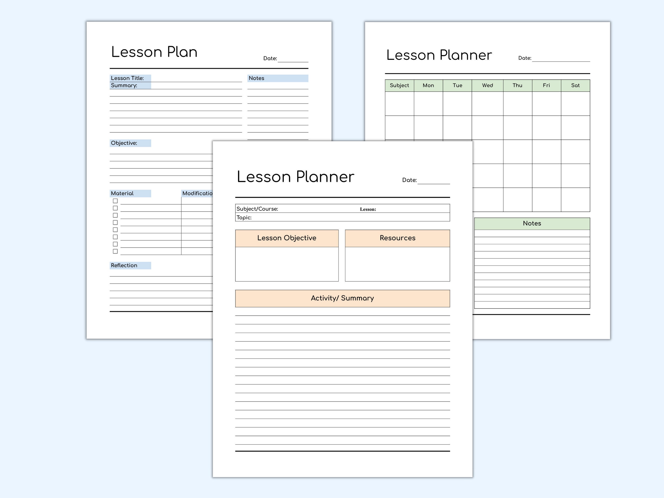 Printable Lesson Plan Template, Lesson Planner Bundle, Homeschool ...
