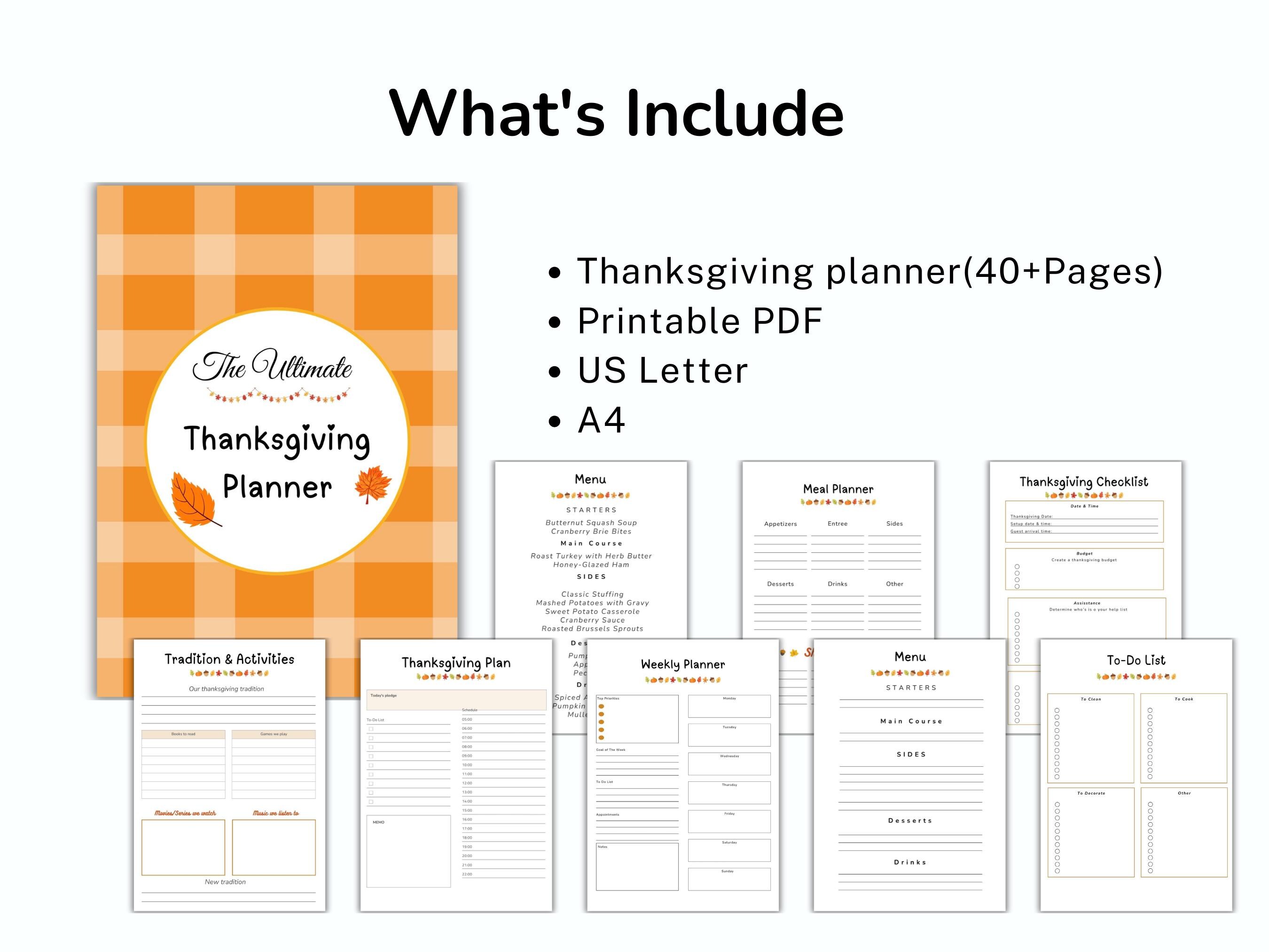 Thanksgiving Planner Printable, Thanksgiving Guest List, Fall Bucket ...