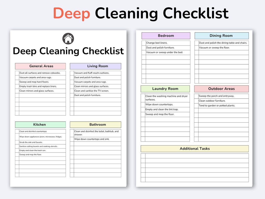 Editable Cleaning Schedule Template: Room by Room Chore Chart (digital ...
