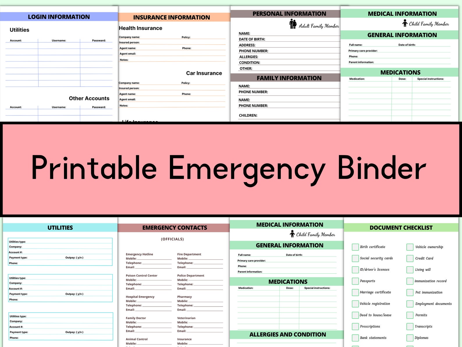 Emergency Binder Printable, Life Binder, in Case of Emergency Binder ...