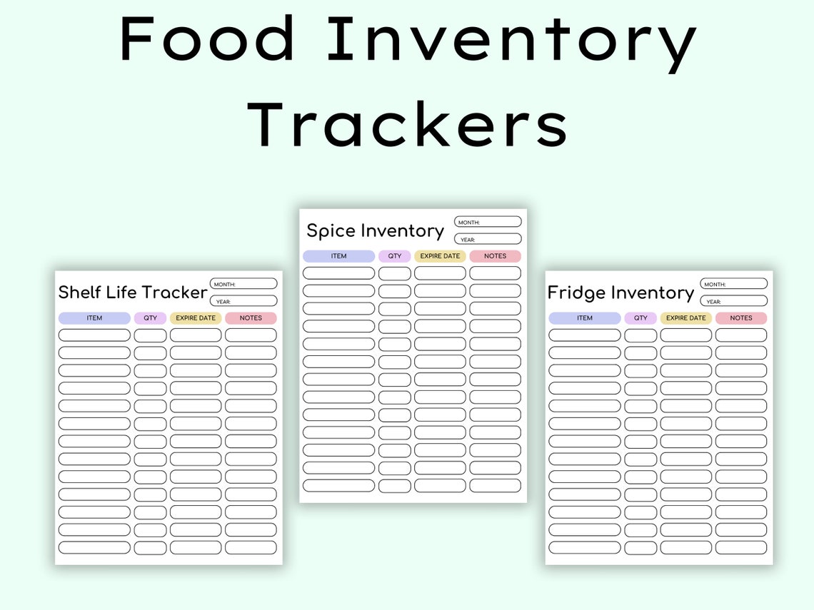 Editable Food Inventory Tracker, Kitchen Inventory, Pantry Inventory ...