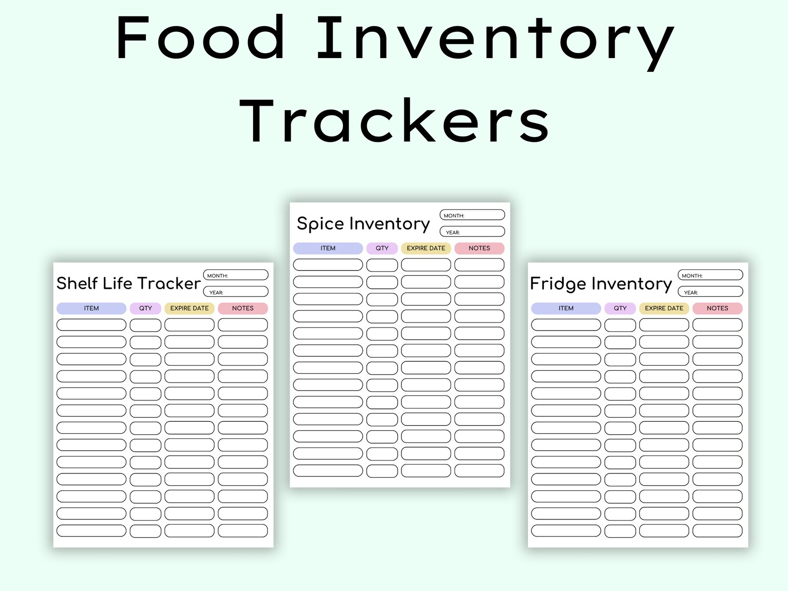 Editable Food Inventory Tracker, Kitchen Inventory, Pantry Inventory ...