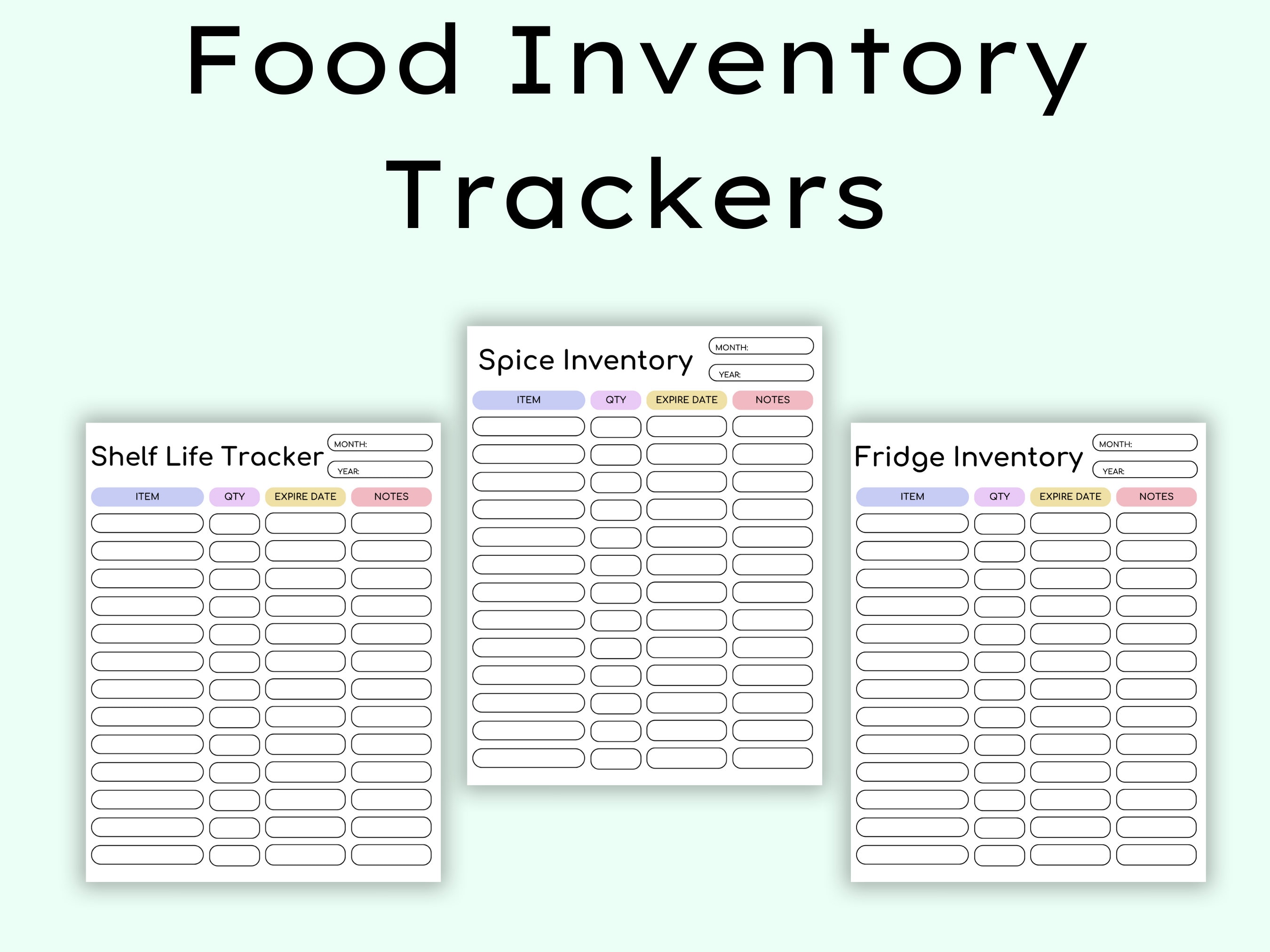 Editable Food Inventory Tracker, Kitchen Inventory, Pantry Inventory ...