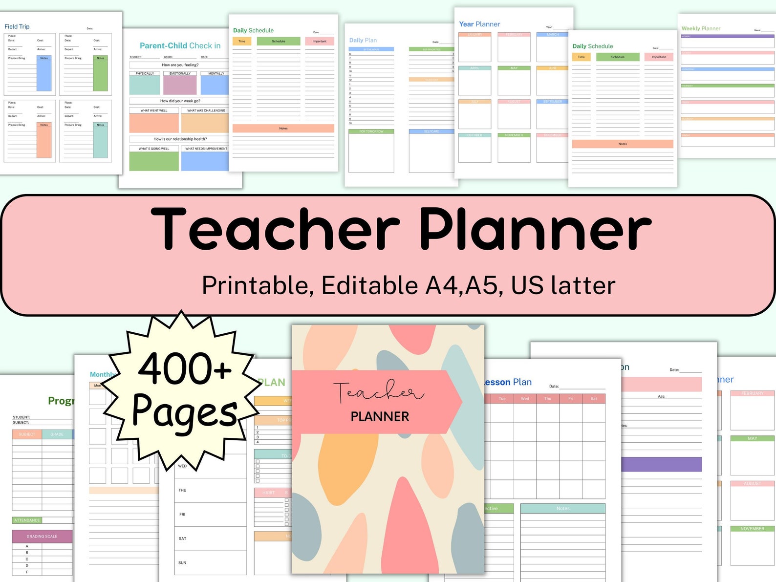 Teacher Planner 2024-2025, Spiral Teacher Planner, Lesson Plans ...