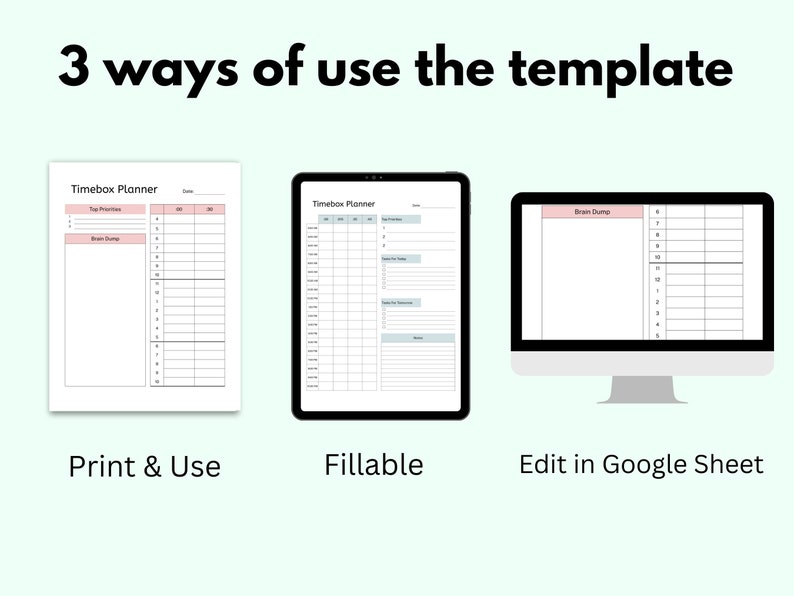 Timebox Planner Printable, Time Boxing Template, Time Tracker Editable ...