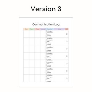 Printable Communication Log, Parent Communication Log, Call Log ...