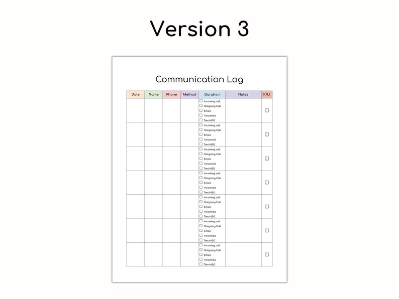 Printable Communication Log, Parent Communication Log, Call Log ...
