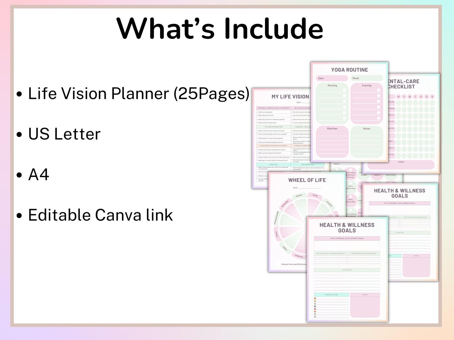 Life Vision Planner Printable, Editable Life Goals Planner, New Year ...