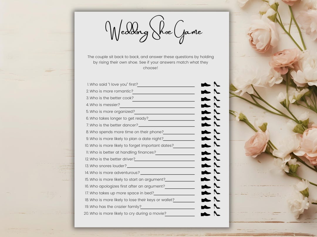 Shoe Game Template, Bridal Shower Shoe Games, Couples Shower Games ...