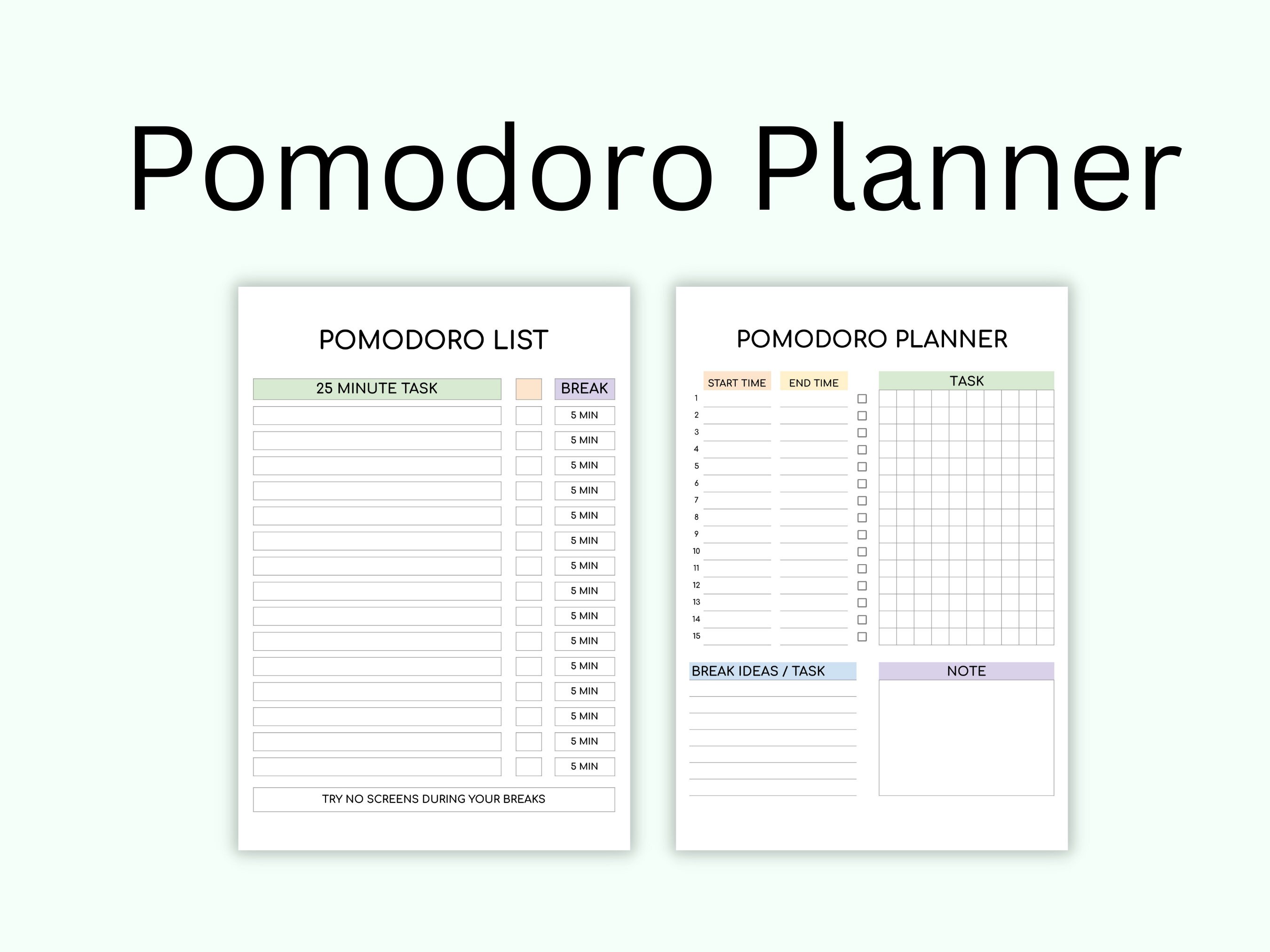 POMODORO Planner, Editable Productivity Planner A4,A5 PDF, Student ...