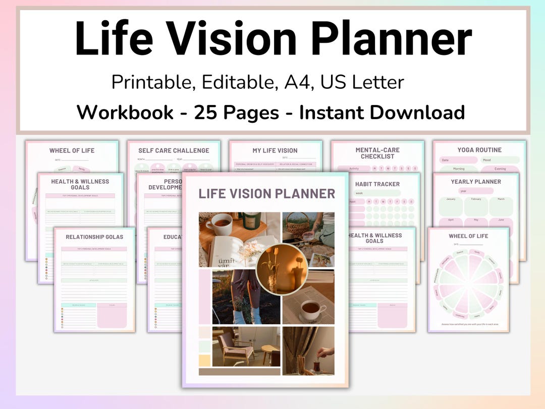 2025 Vision Board Journal Printable, Life Binder, Life Vision Planner ...