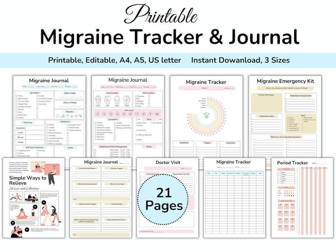 Migraine Tracker, Headache Journal, Headache Log, Medical Planner ...