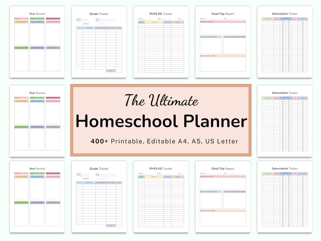 Homeschool Planner Printable PDF, Weekly Lesson Plans Template ...