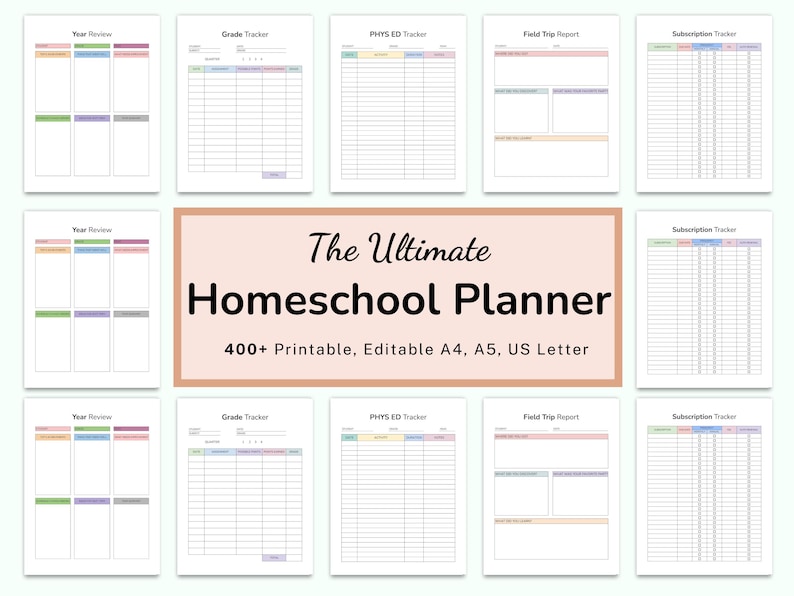 Homeschool Planner Printable PDF, Weekly Lesson Plans Template ...