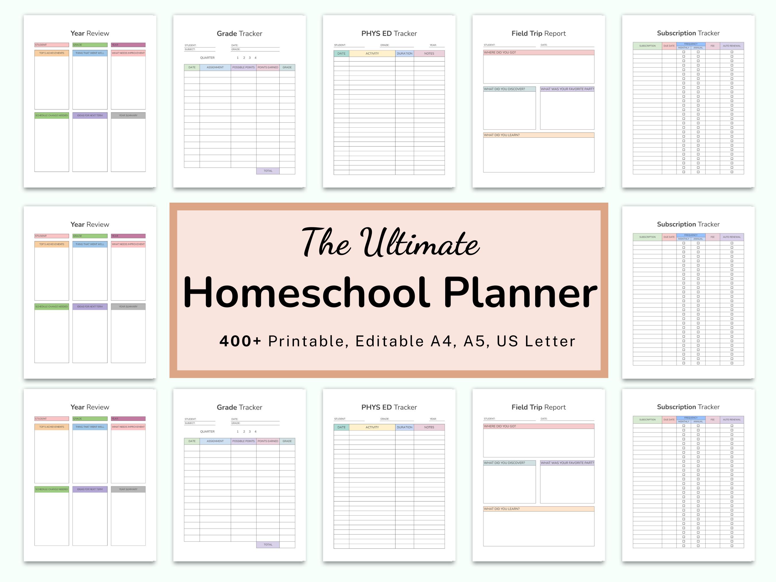 Homeschool Planner Printable PDF, Weekly Lesson Plans Template ...