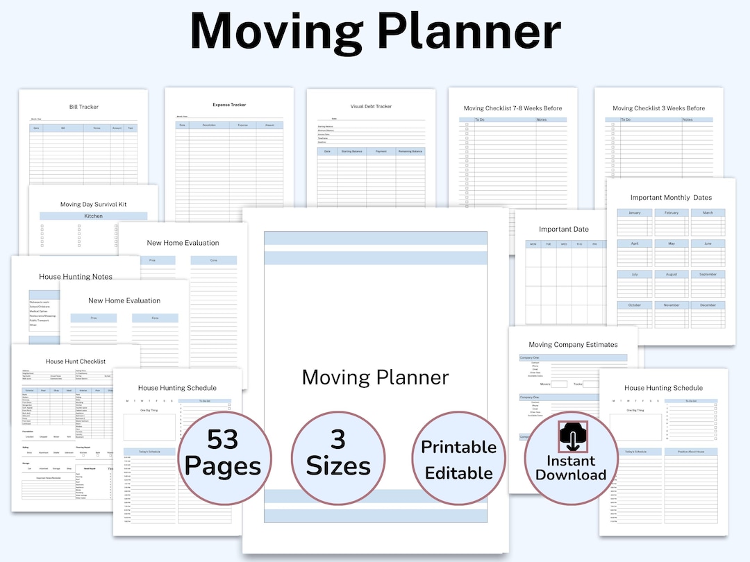Moving Checklist Printable, Moving Organizer, Declutter Planner, New ...