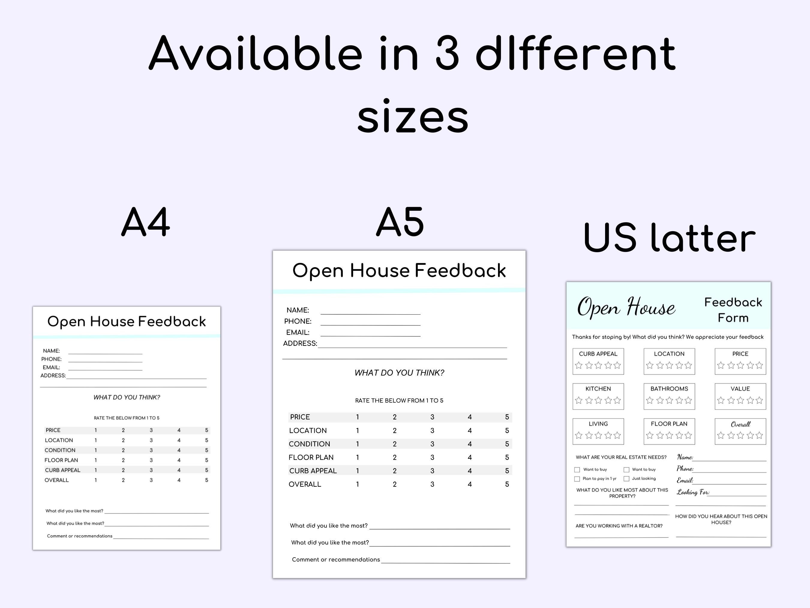 Open House Feedback Form Printable, Canva Template, Realtor Open House ...
