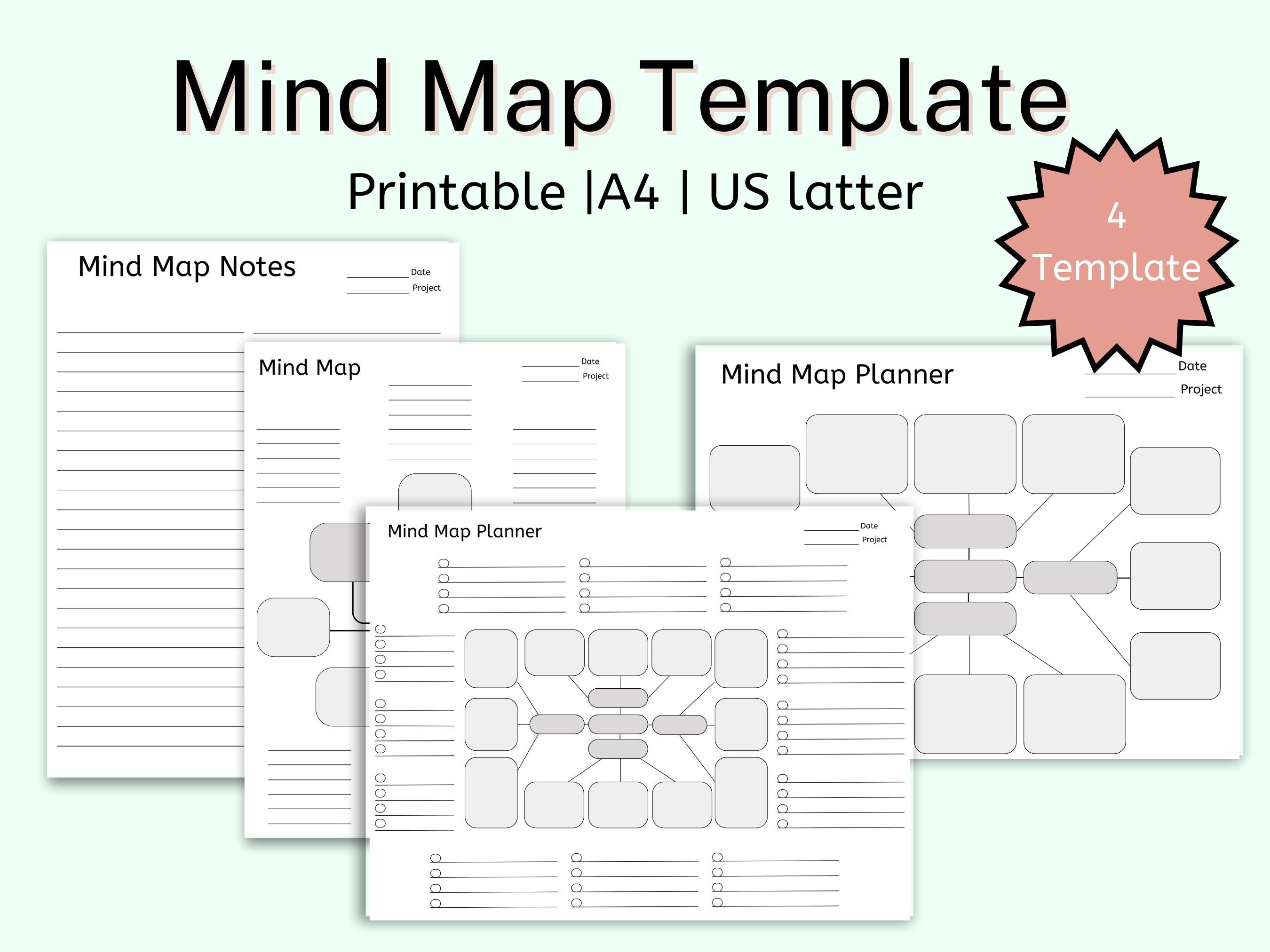 Mind Map Template, Concept Map Planner, Idea Map, Brain Dump Printable ...