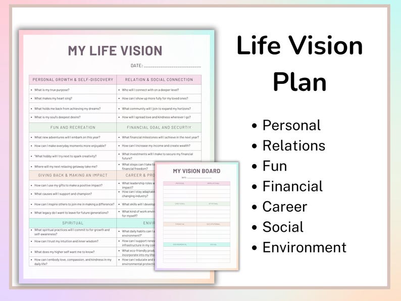 2025 Life Vision Board Planner Journal, Life Binder, Dream Journal ...