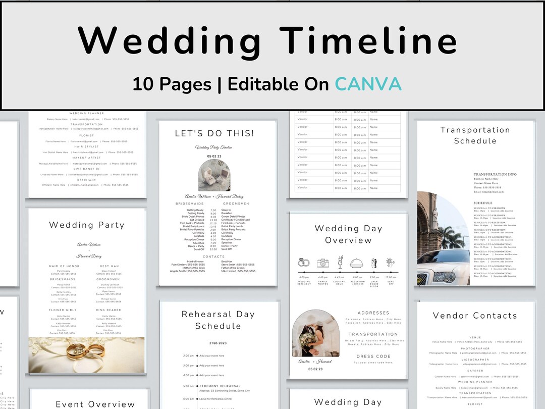 Wedding Day Binder Timeline Canva PDF, Wedding Order of the Day ...