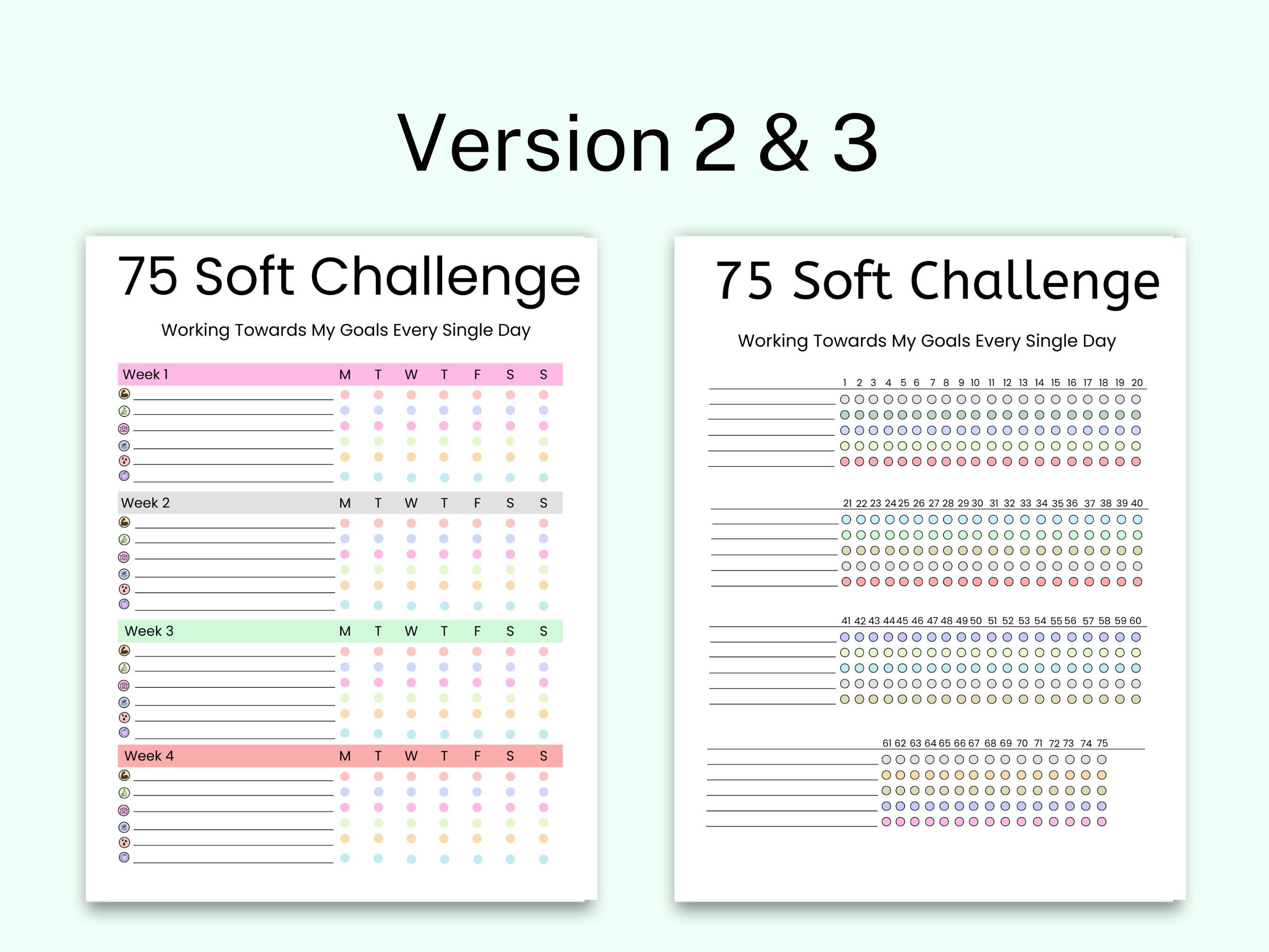 Editable 75 Soft Challenge Tracker, Daily 75 Soft Challenge Journal ...