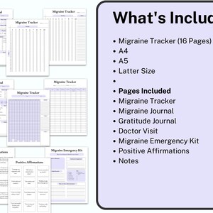 Migraine Tracker Printable, Symptom Tracker, Headache Diary, Daily ...