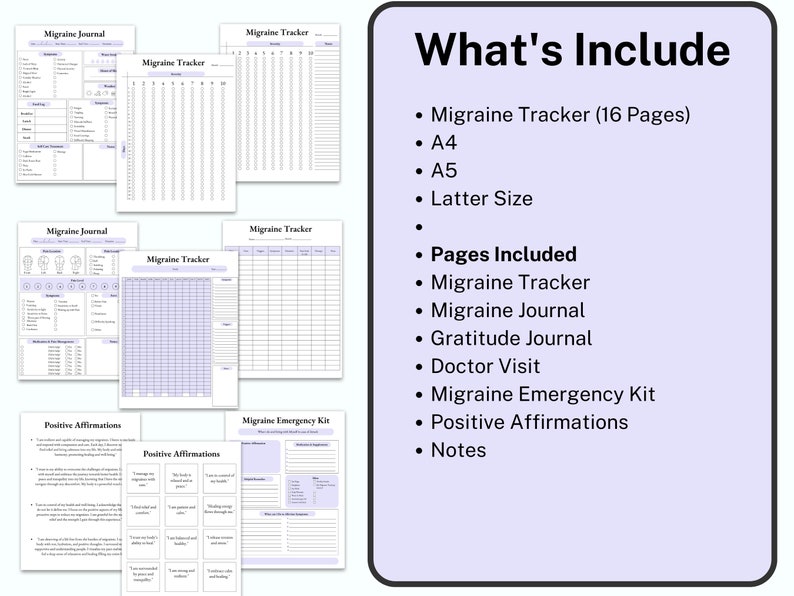 Migraine Tracker Printable, Symptom Tracker, Headache Diary, Daily ...