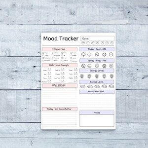 Daily Mood Log Printable, Daily Mood Tracker PDF, Daily Mood Journal ...