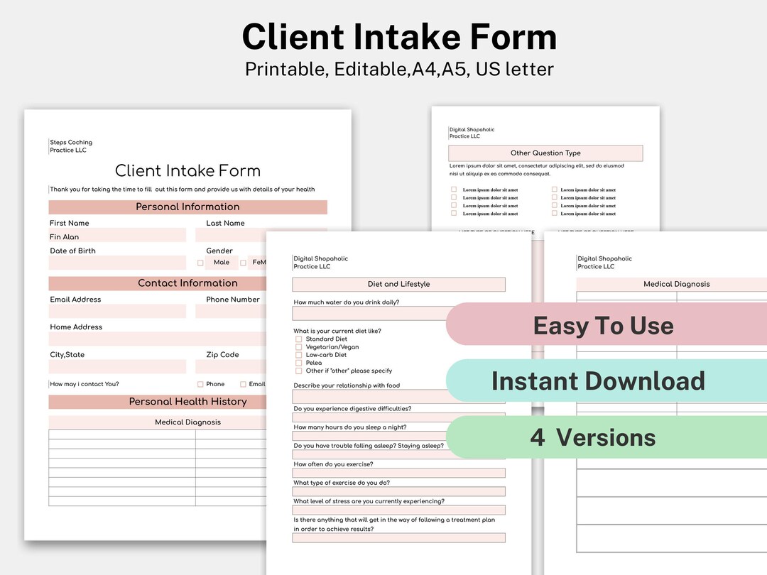 New CLIENT Intake Sheet Form Google Sheet Template, Client ...