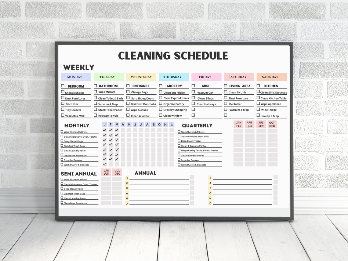 Flylady Printable Schedule, Editable Cleaning Schedule, Quarterly Check ...