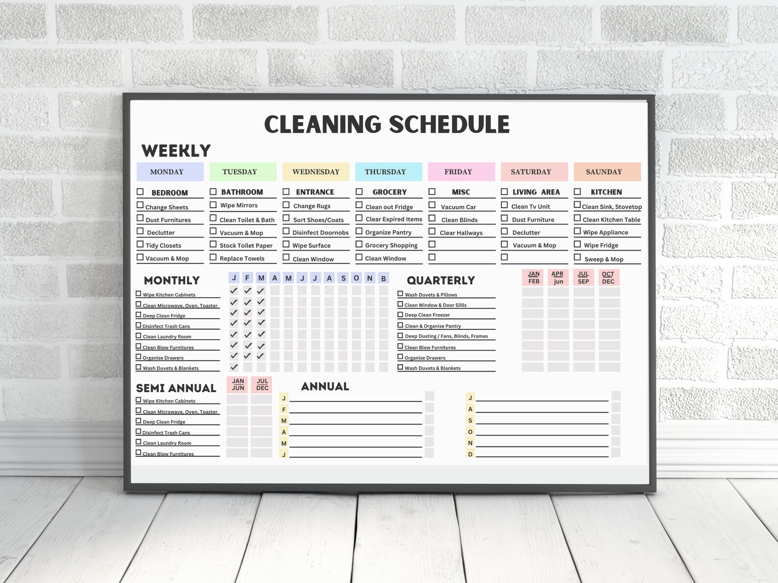 Flylady Printable Schedule, Editable Cleaning Schedule, Quarterly Check ...