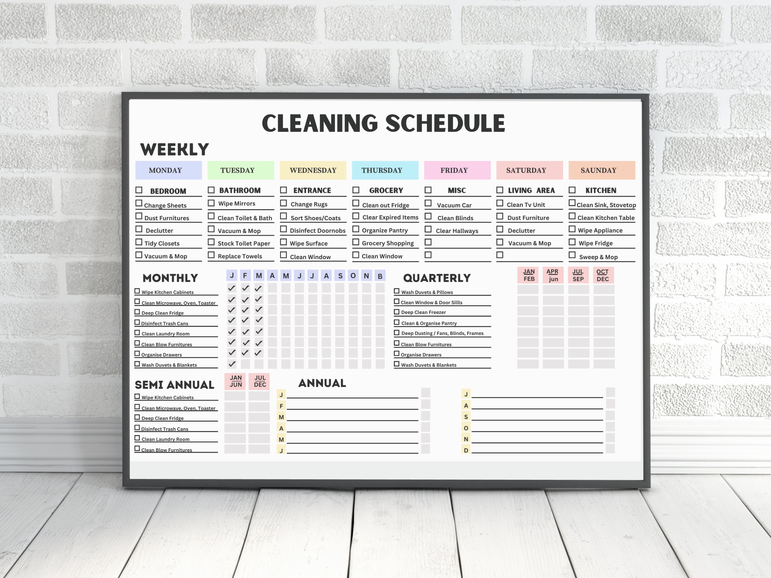 Flylady Printable Schedule, Editable Cleaning Schedule, Quarterly Check ...