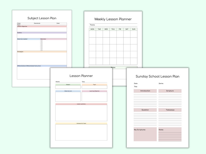 Printable Lesson Plan Template, Lesson Planner Bundle, Homeschool ...