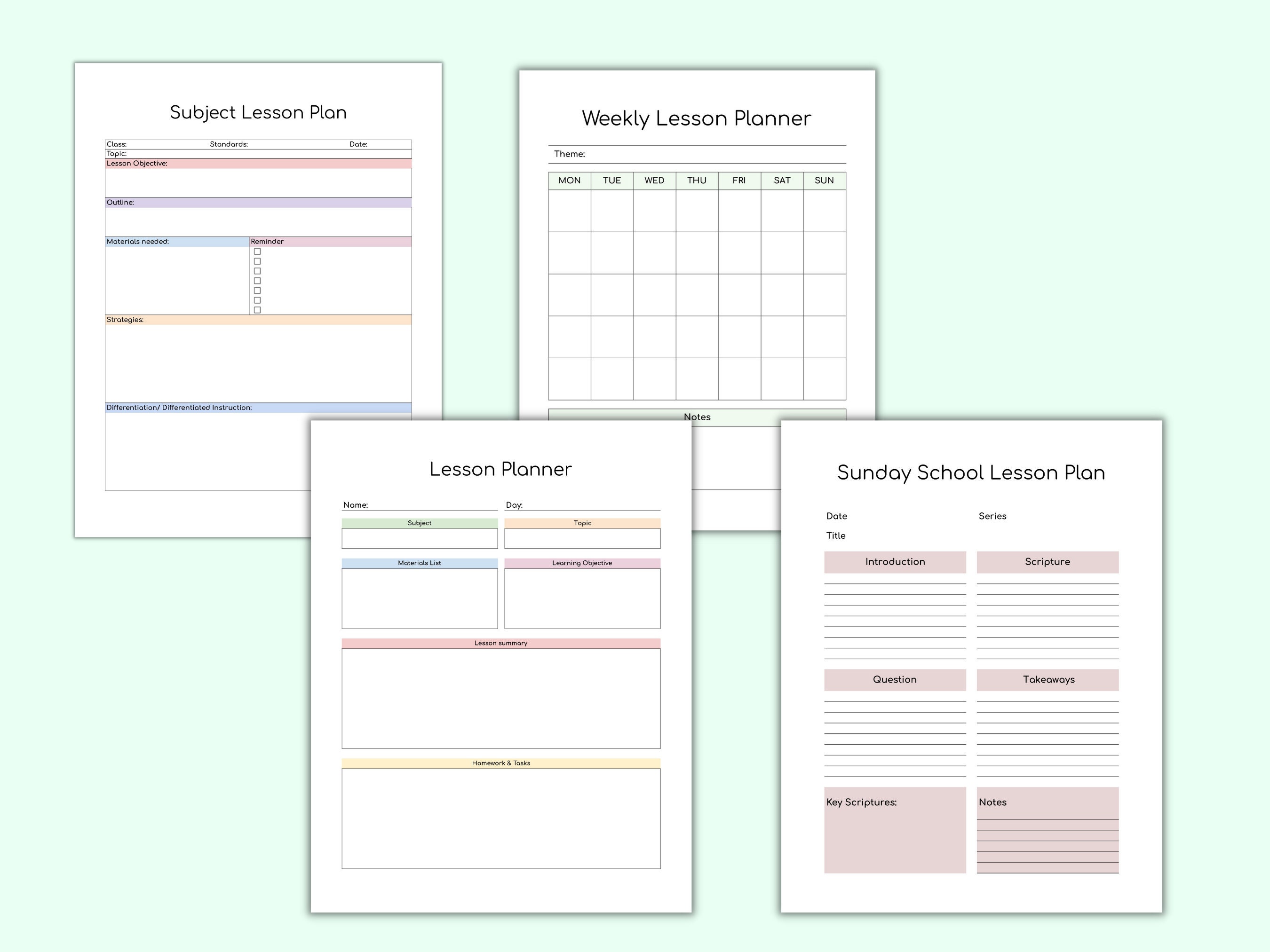 Printable Lesson Plan Template, Lesson Planner Bundle, Homeschool ...