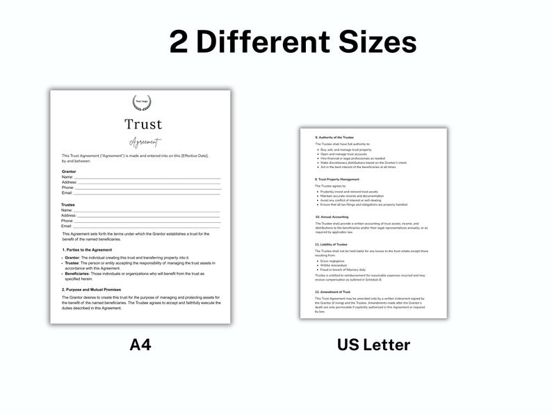 Trust Agreement, Estate Planning Form, Trust Contract, Living Trust ...