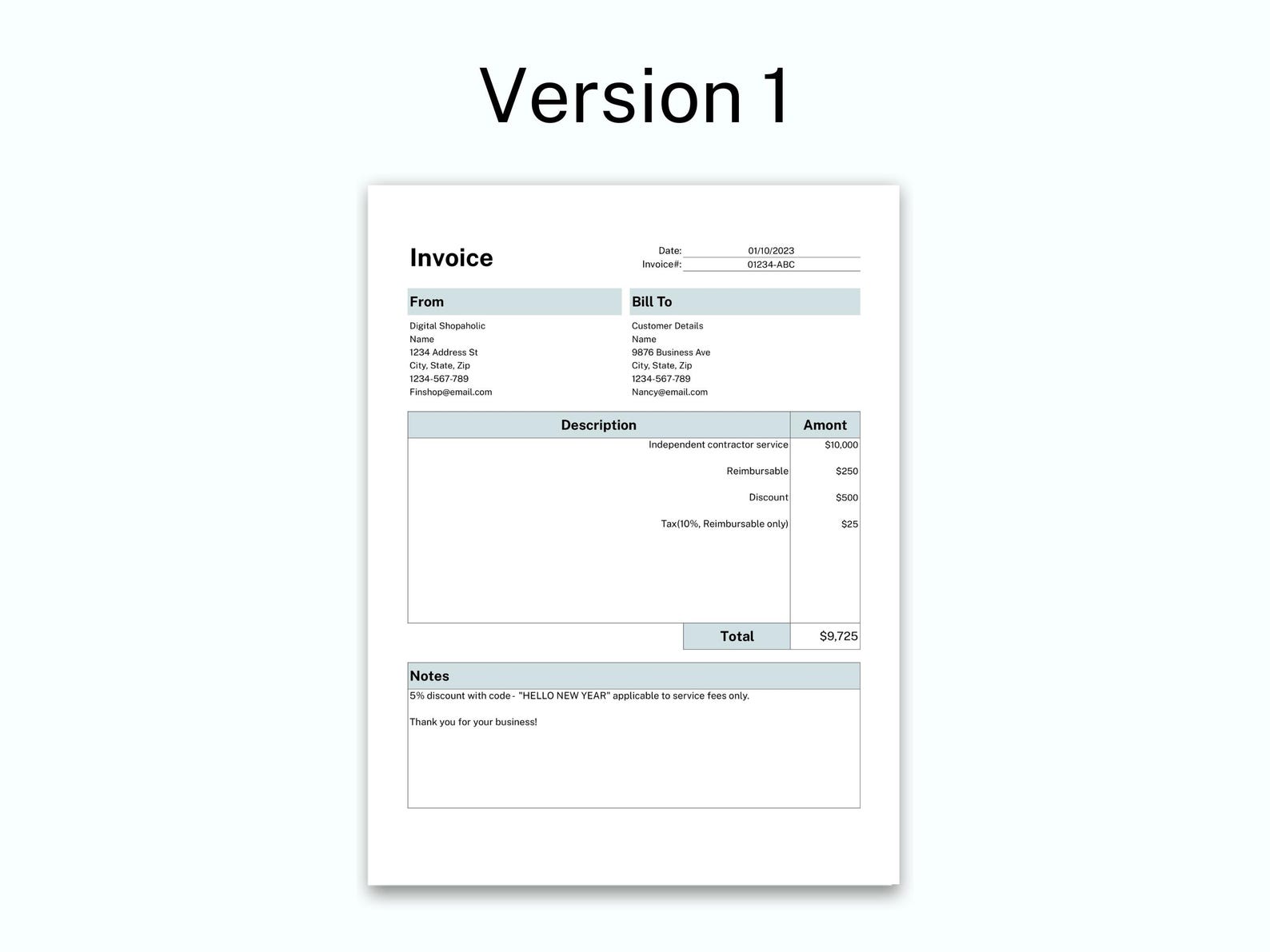 Invoice Template PDF Word, Excel Invoice Tracker, Small Business Google ...