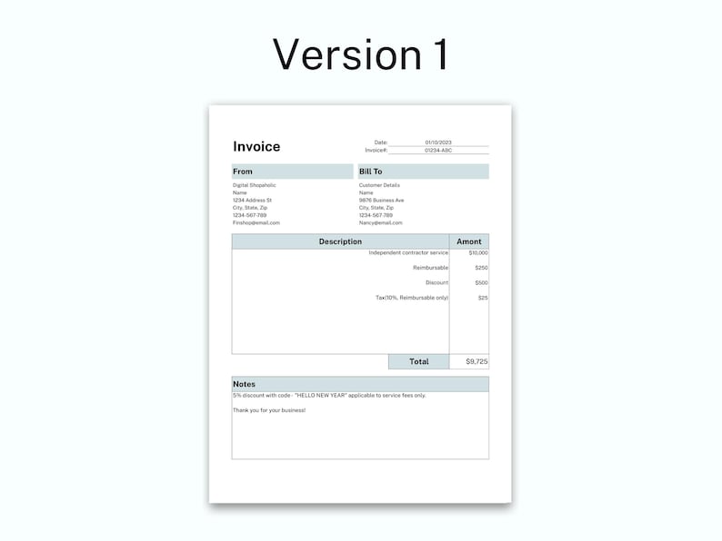 Invoice Template PDF Word, Excel Invoice Tracker, Small Business Google ...