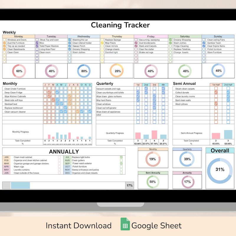 Cleaning Excel Checklists - Etsy