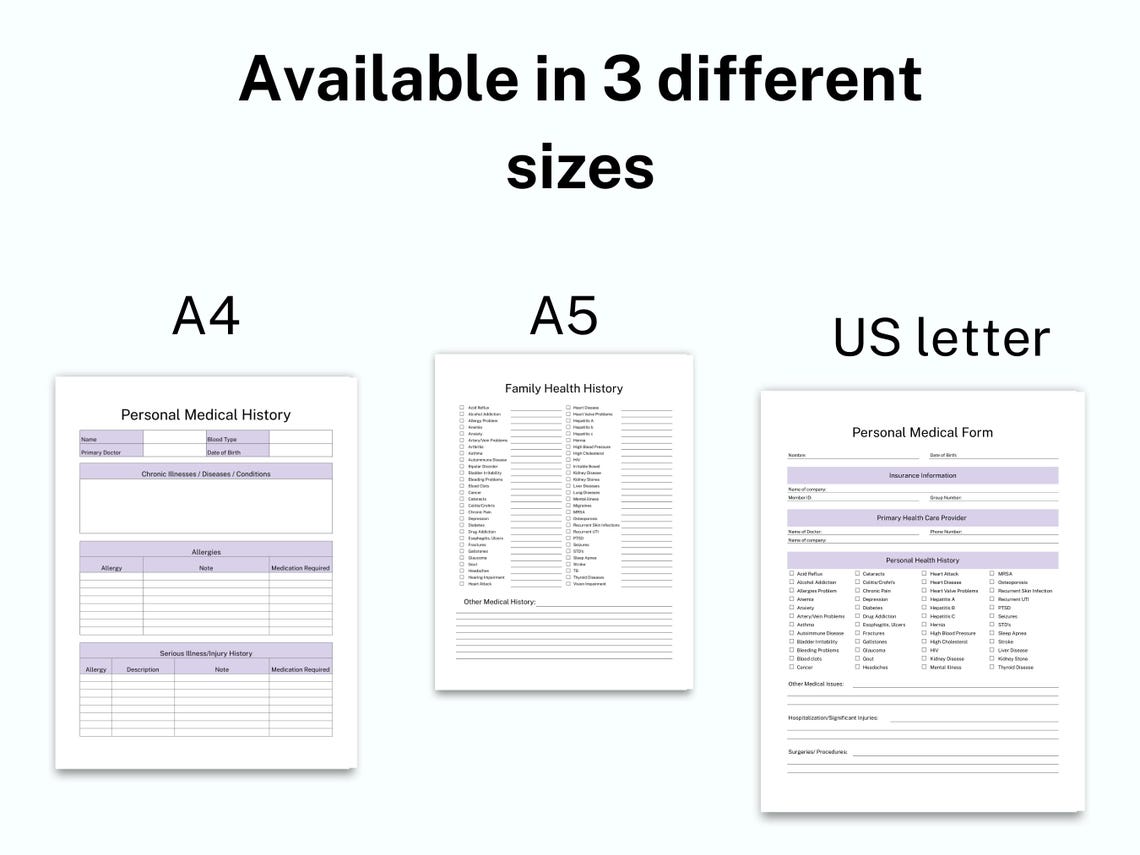 Editable Family Medical History Form, Medical History Log, Patient ...