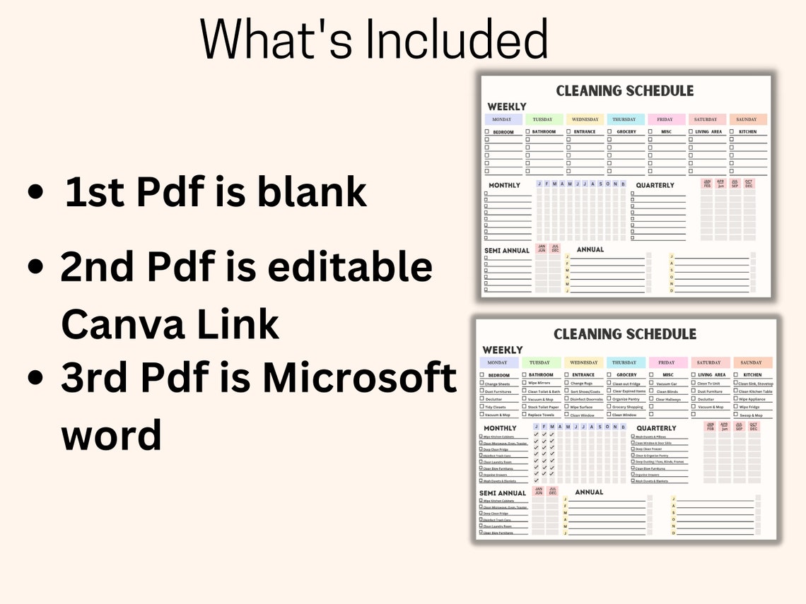 Flylady Printable Schedule, Editable Cleaning Schedule, Quarterly Check ...