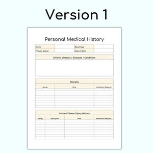 Medical History Form, Medical Log, Medical Forms Printable, Medical ...