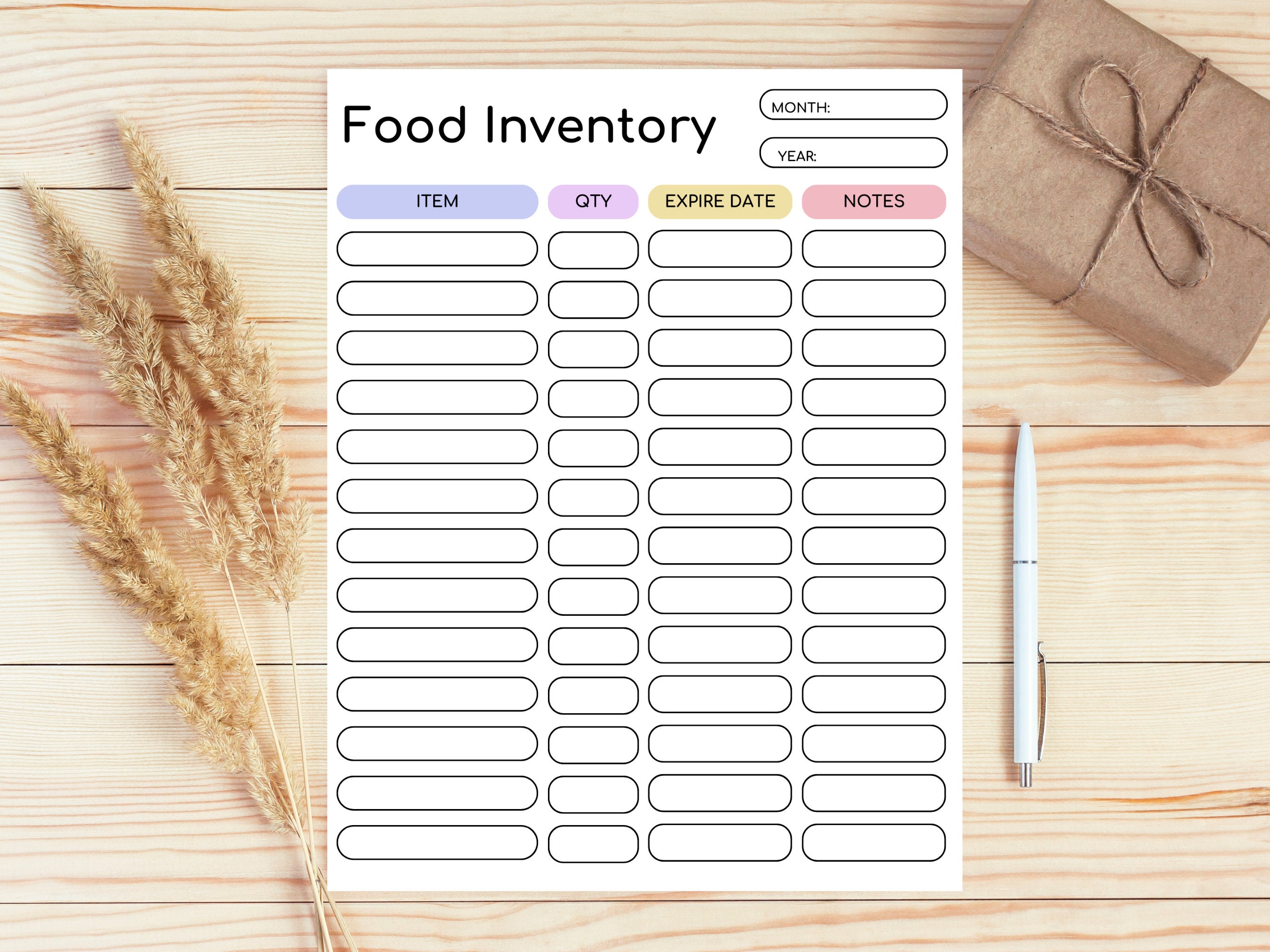 Editable Food Inventory Tracker, Kitchen Inventory, Pantry Inventory ...