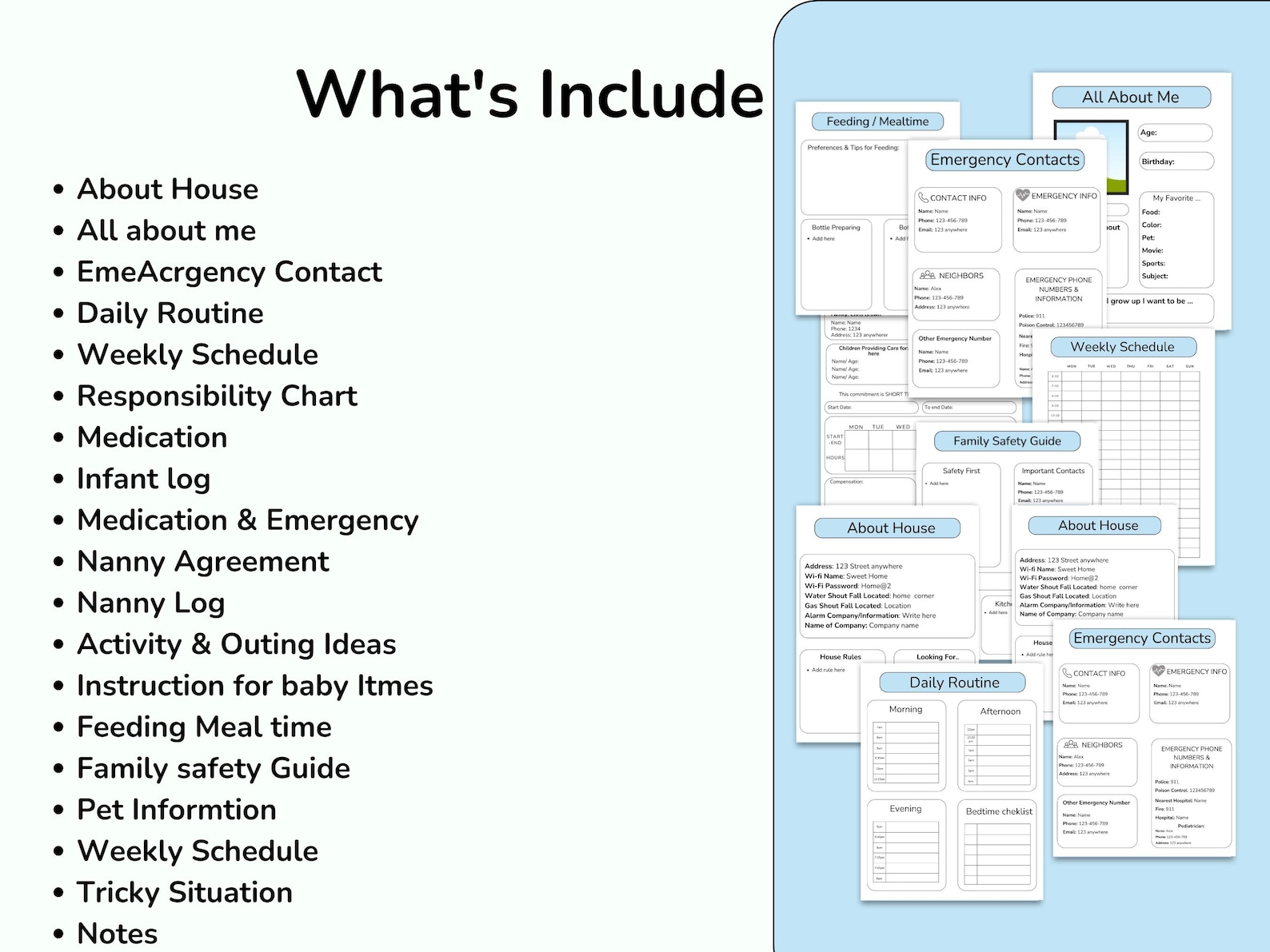 Nanny Binder Printable, Nanny Guide, Babysitter Checklist, Nanny ...