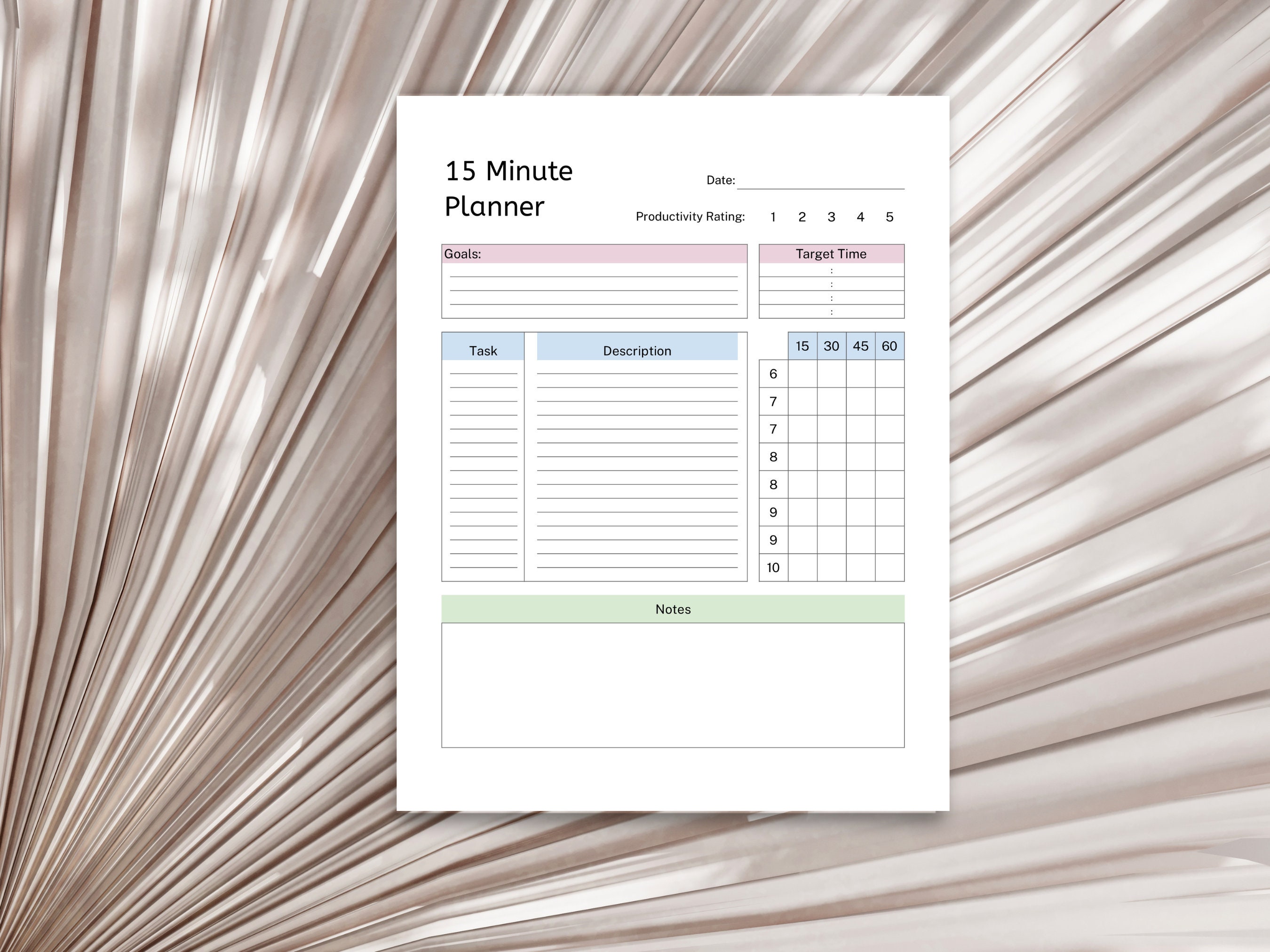 15 Minute Planner, Daily Time Block, Printable Appointment Sheet, 7 Day ...