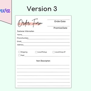 Custom Order Form Template, Purchase Order Form Template, Order Form ...