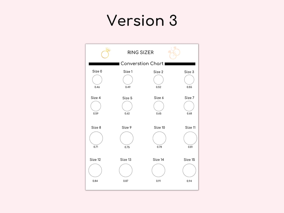Printable Ring Size Chart Template, Ring Sizer, Ring Size Finder, Ring ...