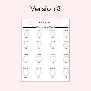 Printable Ring Size Chart Template, Ring Sizer, Ring Size Finder, Ring ...