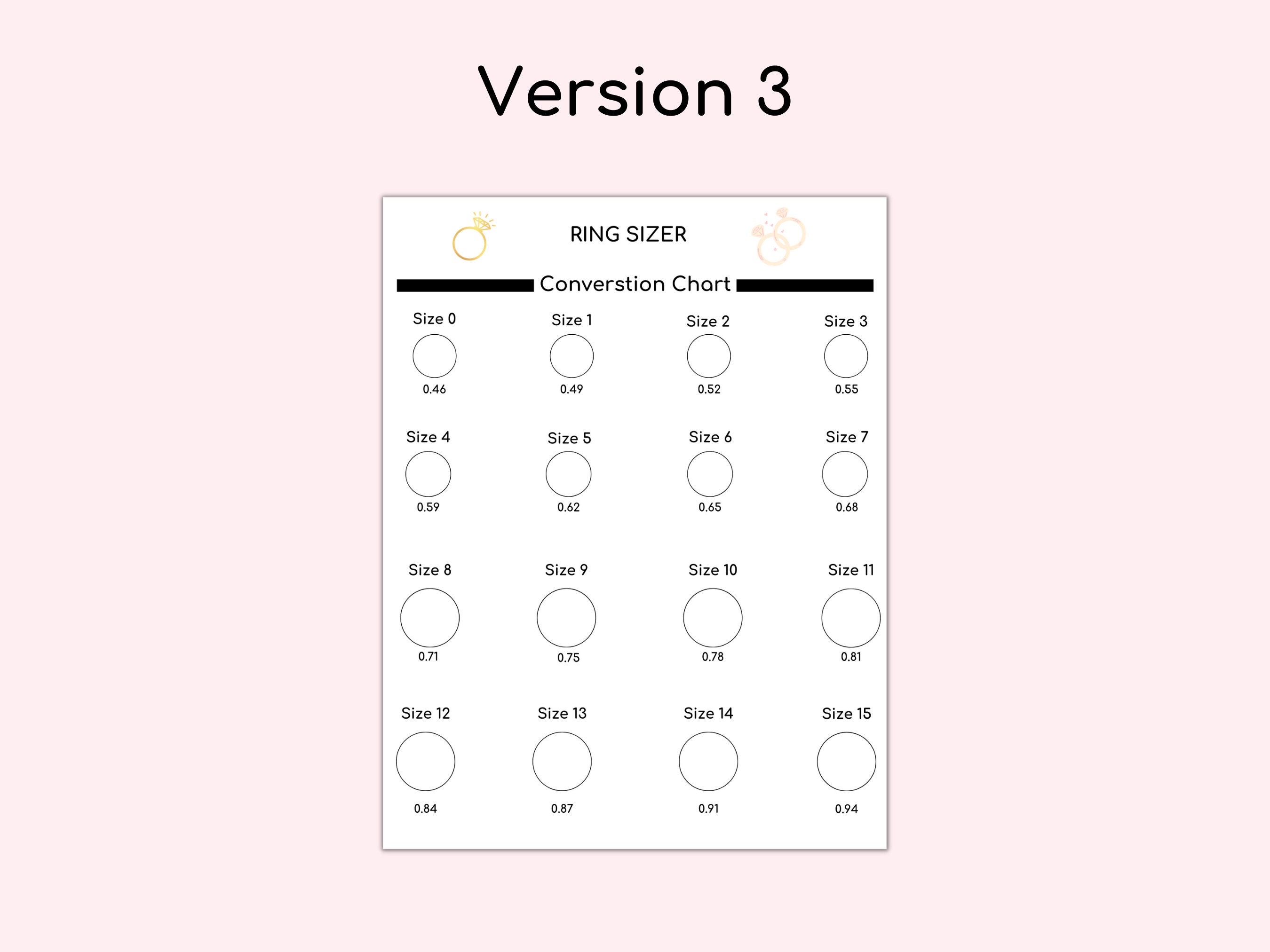 Printable Ring Size Chart Template, Ring Sizer, Ring Size Finder, Ring ...