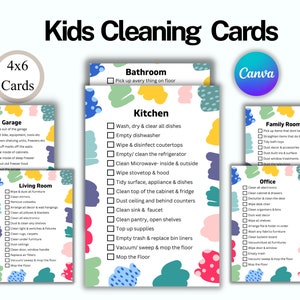 Kids Cleaning Cards Printable, Cleaning Schedule Planner, House Keeping ...